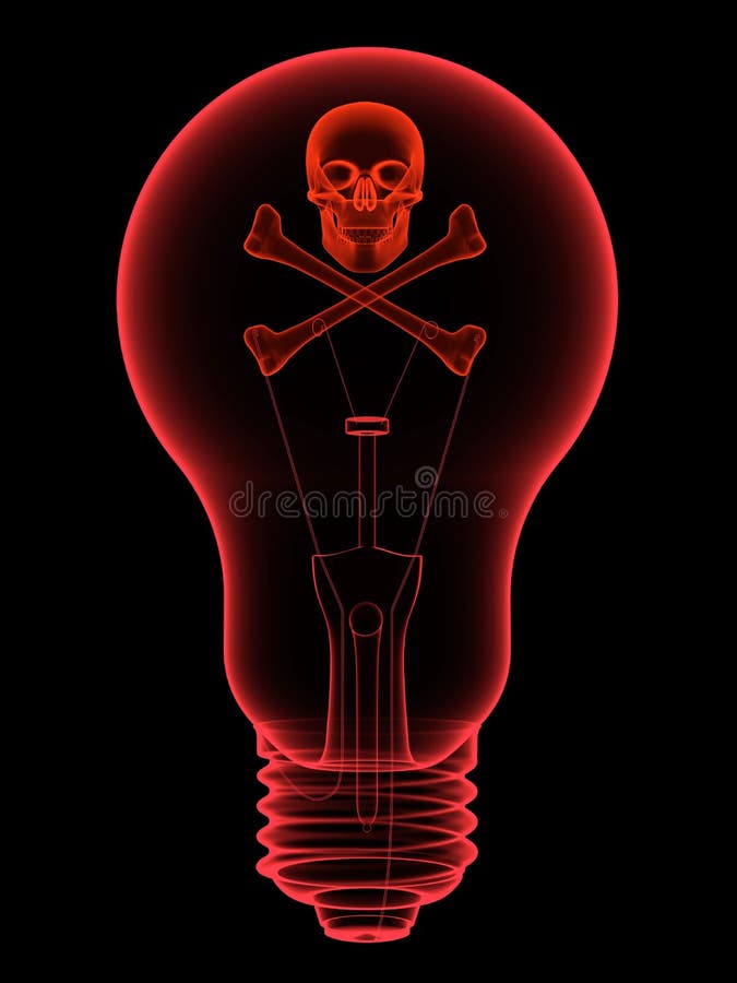 Rode Gloeilamp Met Schedel En Kruisbeenderen Stock Illustratie ...