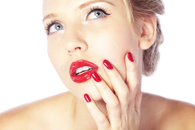 Rode lippen stock foto. Image of aantrekkelijk, lippen - 33909140