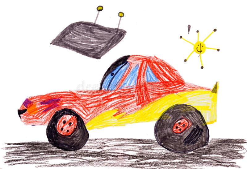 Rode Raceauto. De Tekening Van Het Kind Stock Illustratie ...