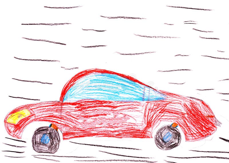 Rode Raceauto. De Tekening Van Het Kind Stock Illustratie ...