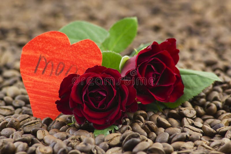 Rood rozen en hart stock foto. Image of blad, geur, tuin - 17778380