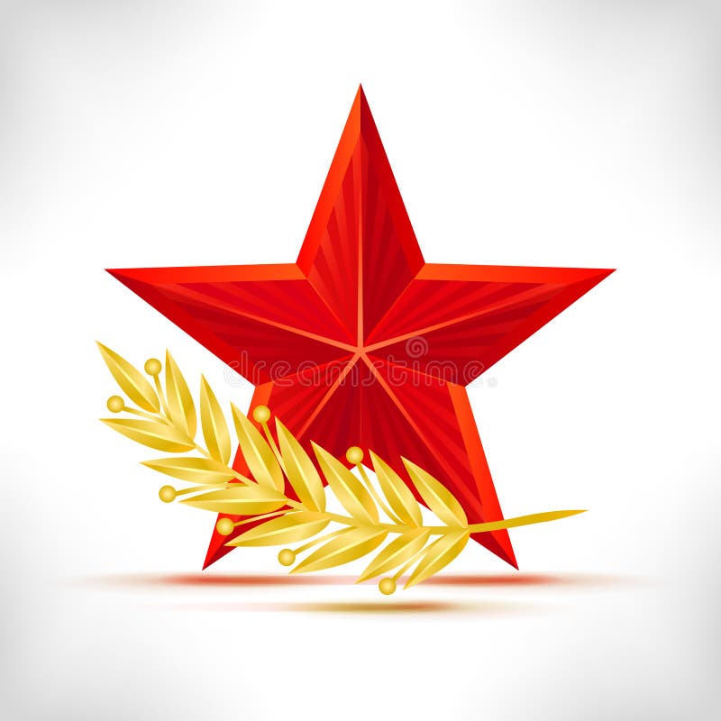 Rode Ster En Gouden Lauwerkrans Vector Illustratie - Illustration of ...