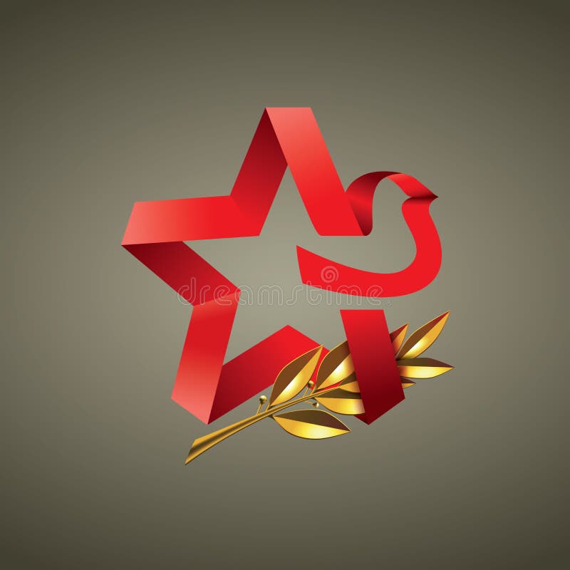 Rode Ster Met Gouden Lauwerkrans Stock Illustratie - Illustration of ...