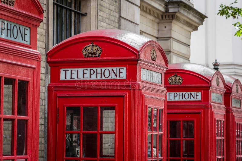 Rode Telefooncellen, Westminster, Londen Stock Afbeelding - Image of ...
