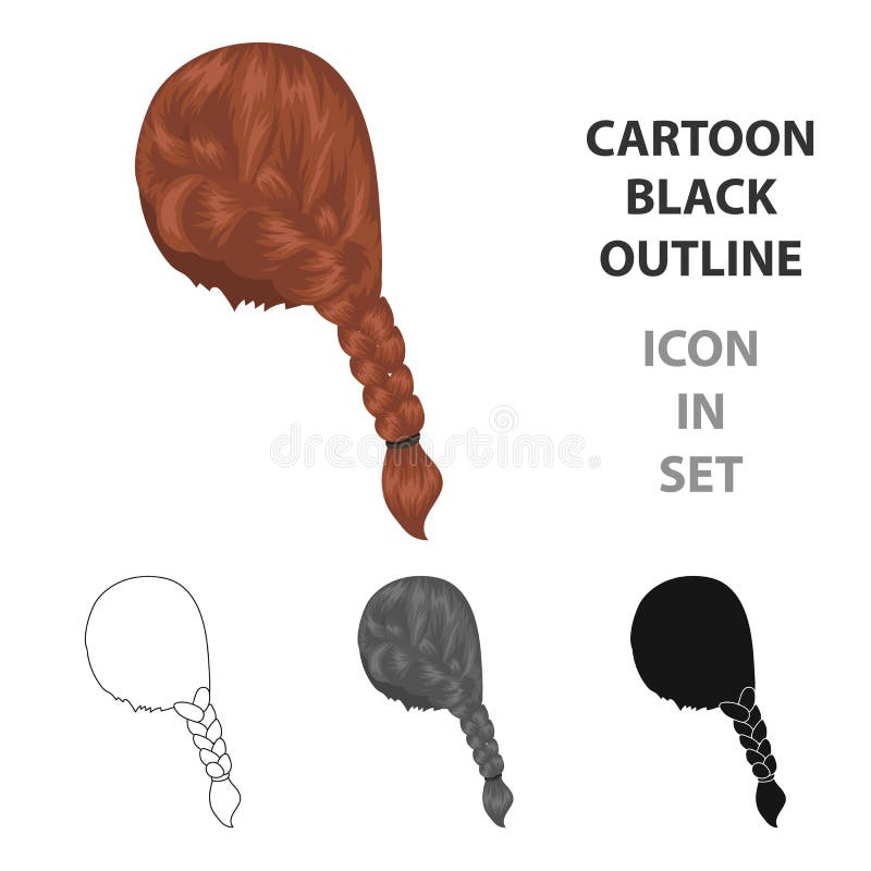 Rode Vlecht Achterkapsel Enig Pictogram in Het Zwart-wit Web Van De De ...