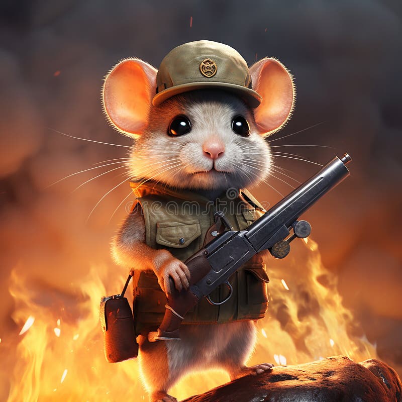 Mouse with Weapon As If in Battle. Created Using Ai Generative. Stock ...