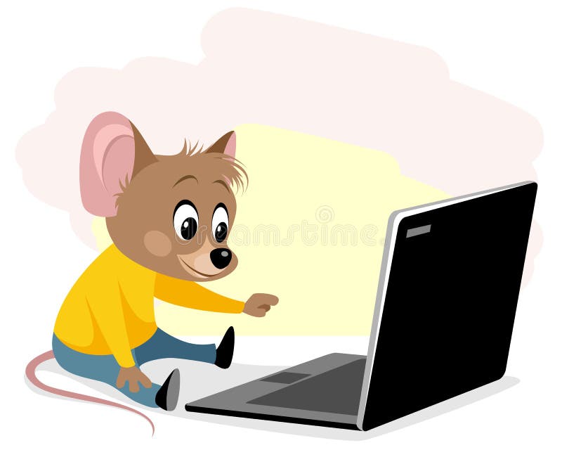Rodent at the computer stock vector. Illustration of nature - 146854840