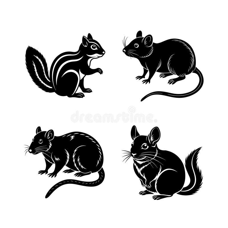 Rodent Domestic Animal Vector Silhouette Bundle Stock Vector ...