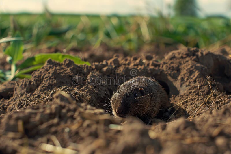 A Rodent Poking Out of a Hole in the Dirt. Can Be Used for Educational ...