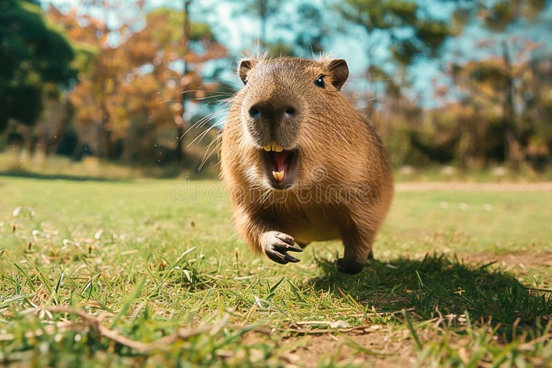 Rodent that is Running in the Grass Stock Illustration - Illustration ...