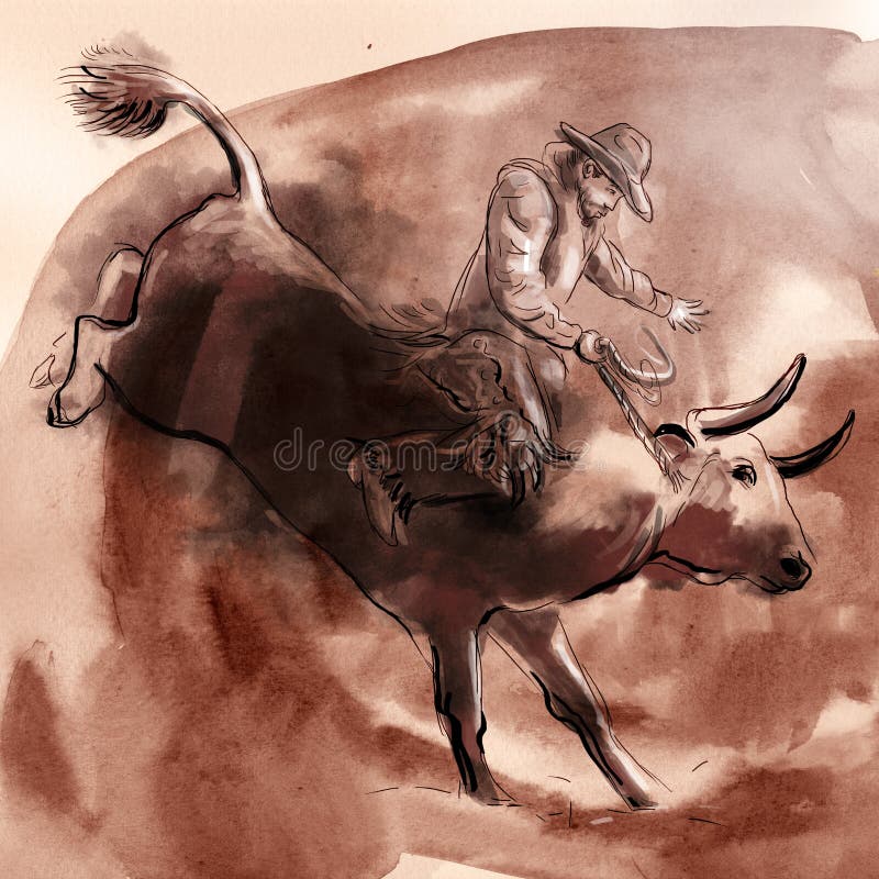 Rodeo ilustración del vector. Ilustración de america - 128868260