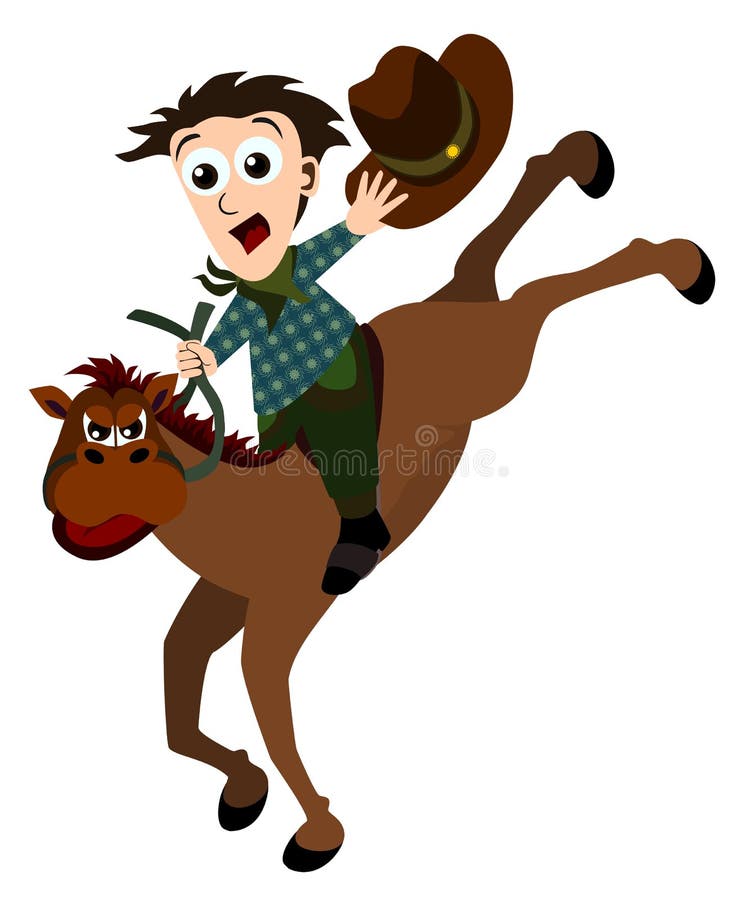 Cartoon Cowboy Rider on the Horse Throwing Lasso Stock Vector ...