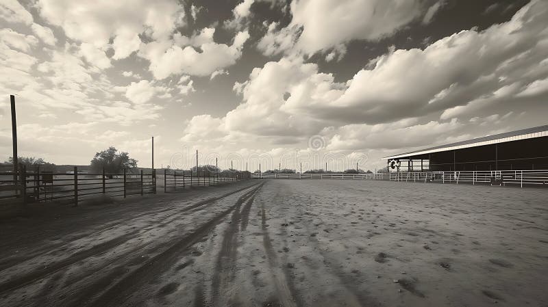 Rodeo Arena Under the Big Texas Sky. Copy Space Stock Illustration ...