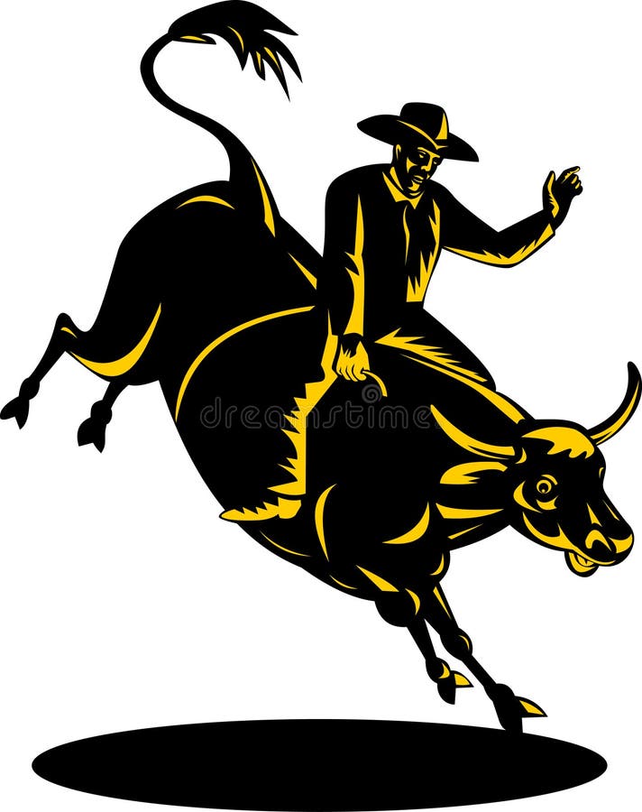 Cowboy bull riding stock illustration. Illustration of horn - 5899739