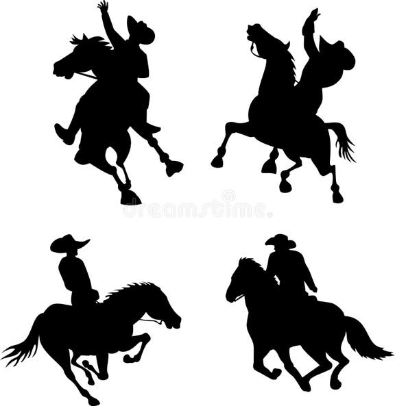 Rodeo cowboy silhouettes stock illustration. Illustration of leather ...