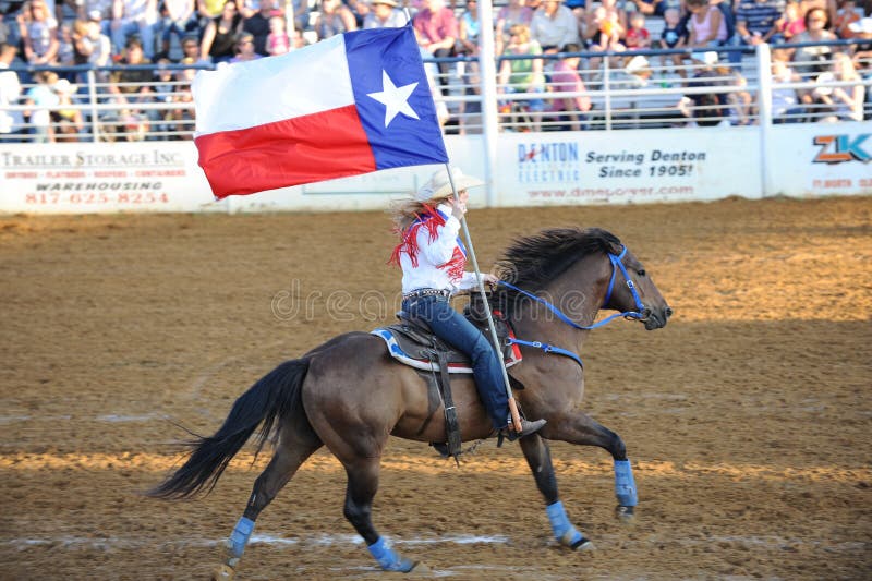 Rodeo Queen with Texas Flag Editorial Image - Image of horseback ...