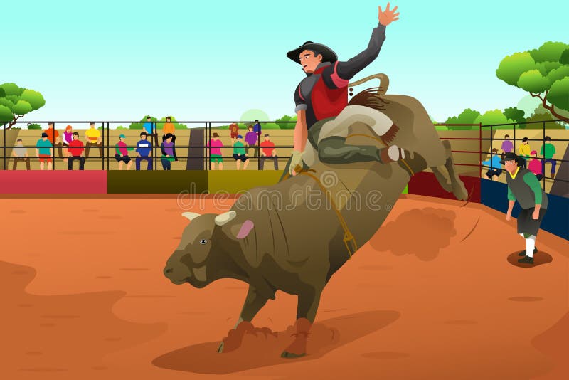 Rodeo rider in an arena stock vector. Illustration of people - 50906003