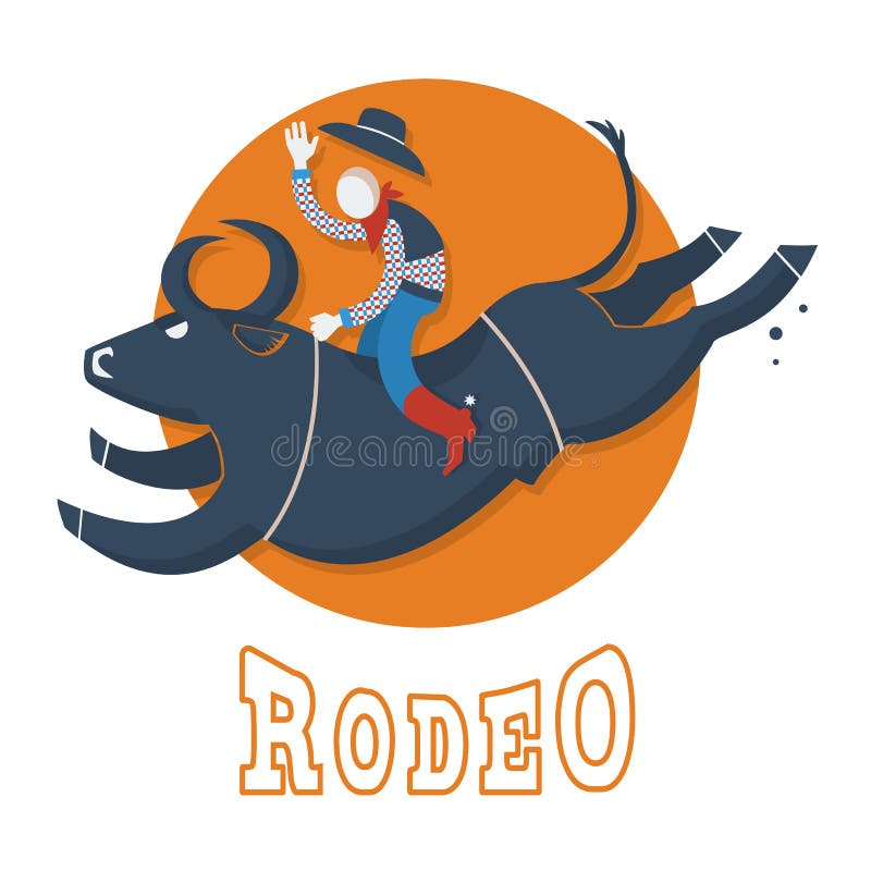Rodeo Symbol.Man Riding a Bull Stock Vector - Illustration of fighting ...