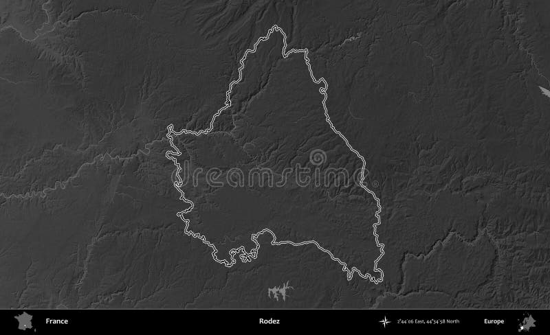 Rodez Outlined, France. Grayscale Stock Photo - Image of ...