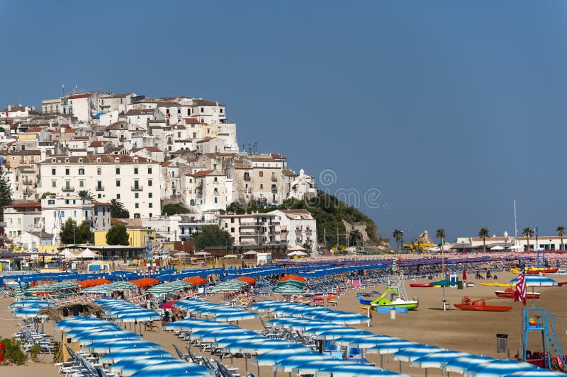 Rodi Garganico and the Beach at Summer Stock Image - Image of blue ...