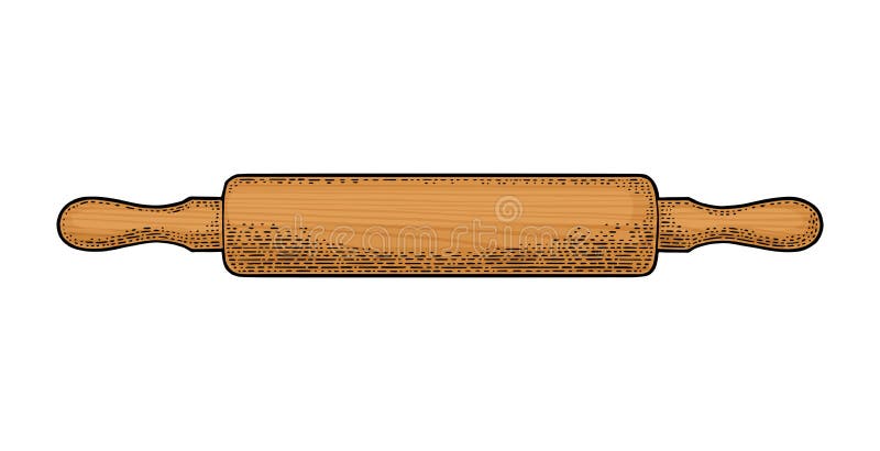 Rodillo De Madera Grabado Del Vintage Del Color Del Vector Ilustración ...