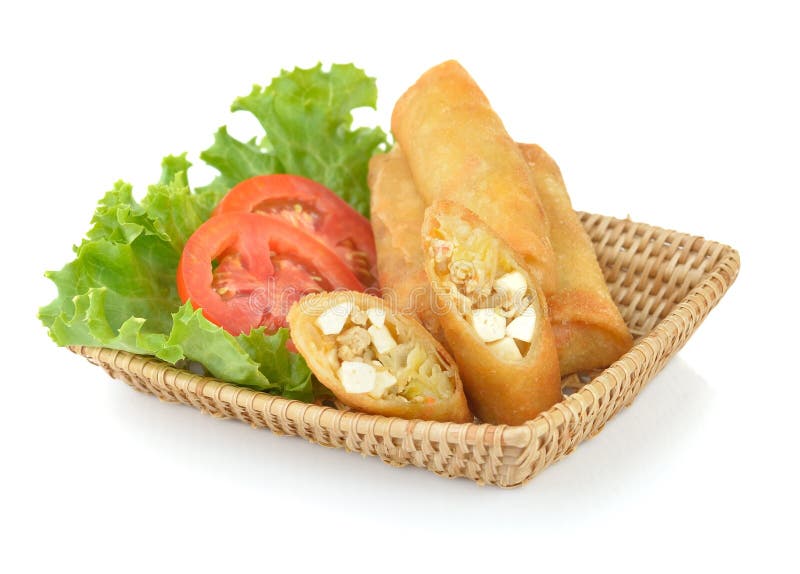 Rodillos De Primavera Comida Aislada En Fondo Blanco Foto de archivo ...