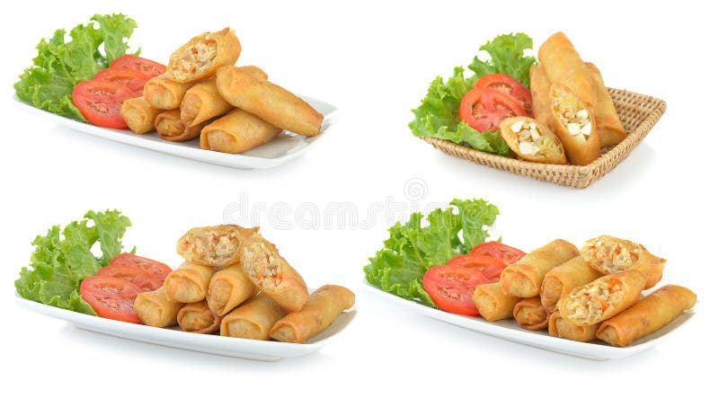 Rodillos De Primavera Comida Aislada En Fondo Blanco Foto de archivo ...