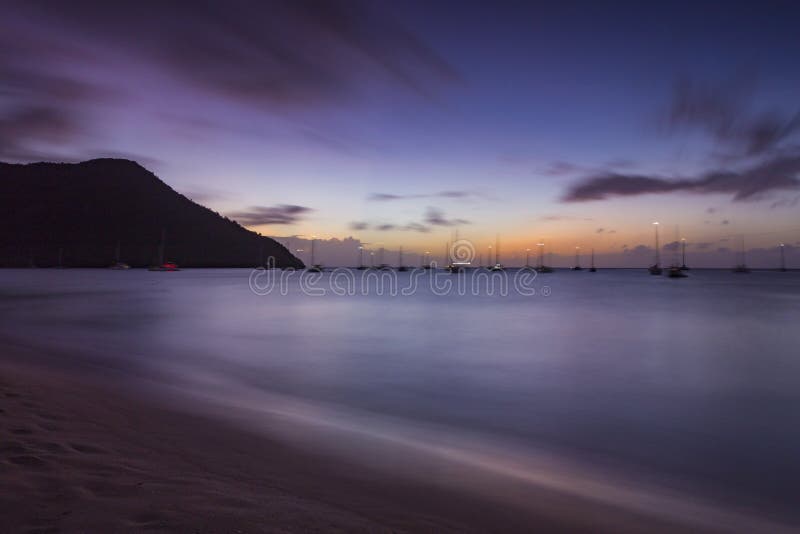 Rodney Bay Sunset stock image. Image of blue, peaceful - 92237565