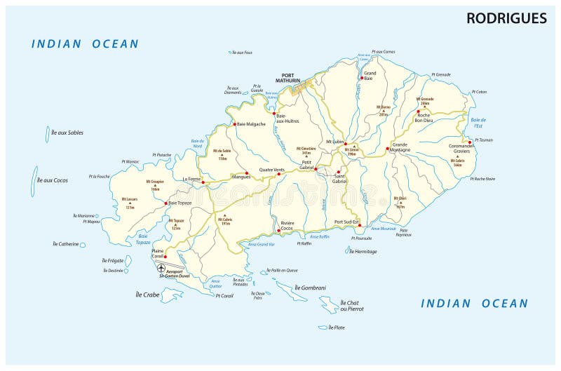 Mauritius road map stock illustration. Illustration of cities - 70699581