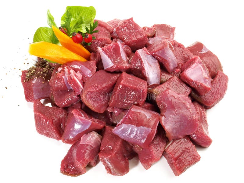 Deer Ragout - Wild Game Meat Isolated on White Background Stock Photo ...