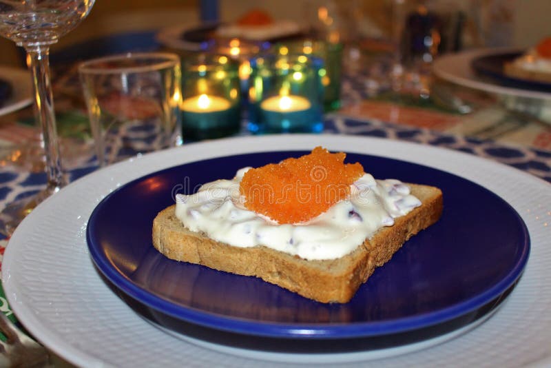 Roe toast stock photo. Image of cream, jrom, norrbotten - 54142858