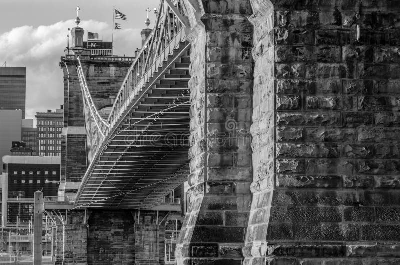 Roebling Suspension Bridge stock image. Image of america - 314304811