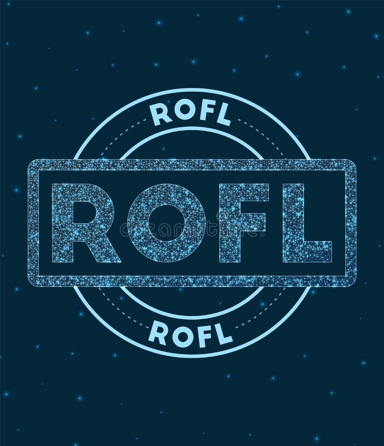 Rofl. Glowing round badge stock vector. Illustration of network - 188987411