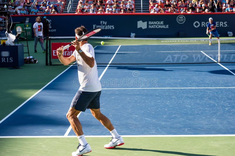 Roger Federer, Practicing during the Roger Cup Editorial Photo - Image ...