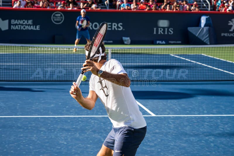 Roger Federer, Practicing during the Roger Cup Editorial Image - Image ...