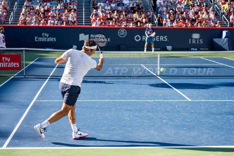 Roger Federer, Practicing during the Roger Cup Editorial Photography ...