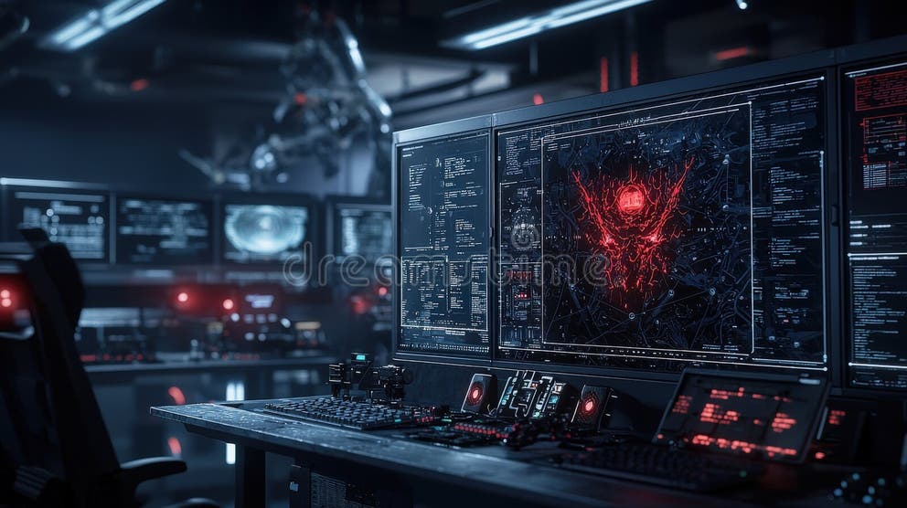 Rogue Ai System Triggering Alarms on Monitors Cybersecurity Lab Digital ...