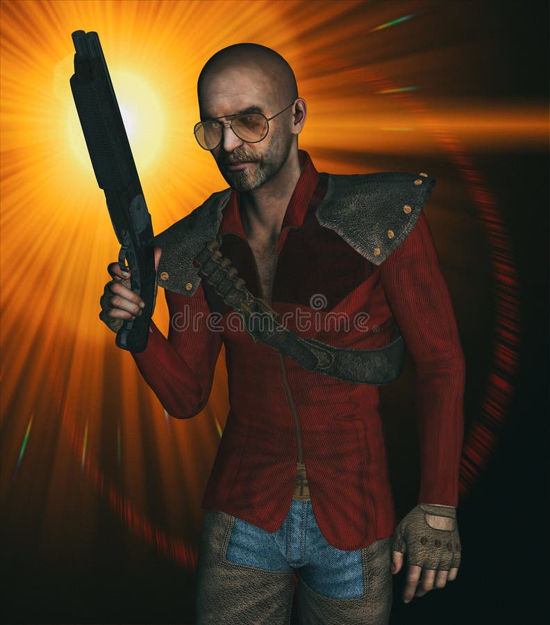 Rogue with gun stock illustration. Illustration of fight - 81351277