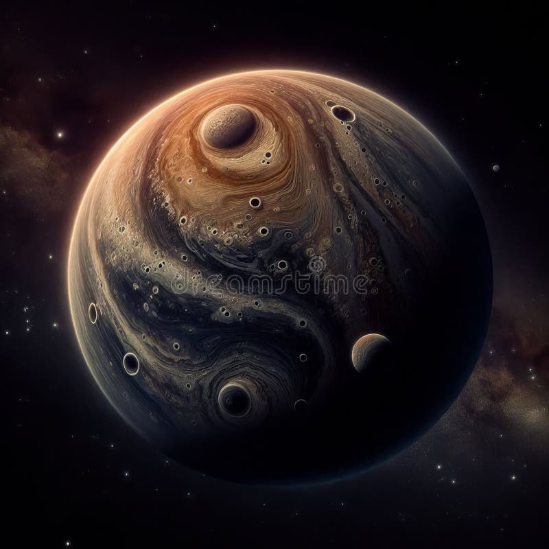 124 99. a Rogue Planet Drifting through Space, Its Surface Scar Stock ...