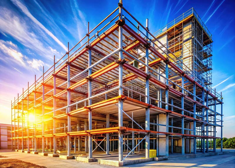 Rohbau Stage of Modern Building Construction Steel Frame and Concrete ...