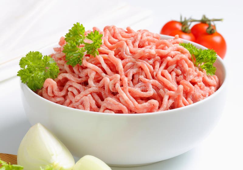 Rohes Gehacktes Schweinefleisch Stockbild - Bild von gehackt ...