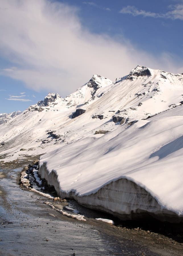 Rohtang Pass Himalayan Mountain Route Under Many Feet of Snow Stock ...
