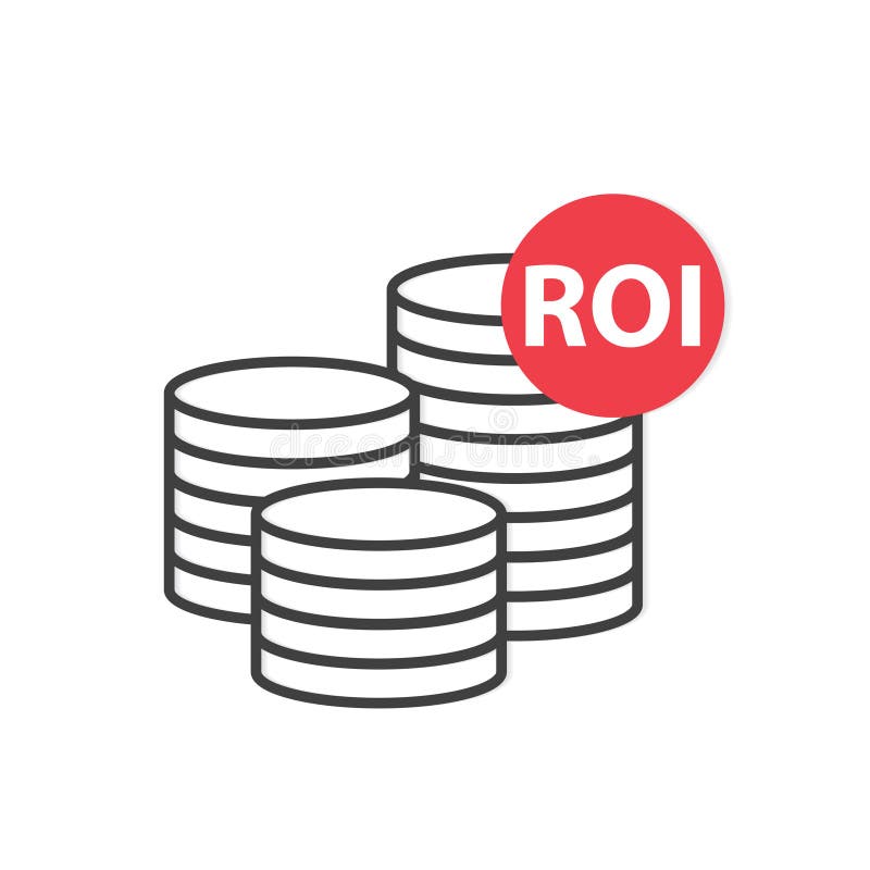 ROI Return on Investment Acronym and Stack of Coins Icon Stock Vector ...