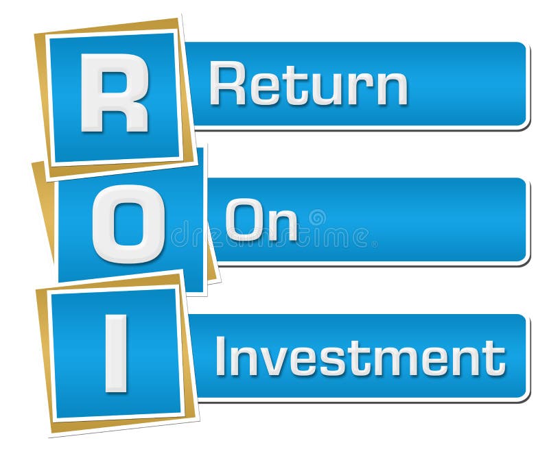 ROI - Return on Investment Blue Grey Squares Bar Stock Illustration ...