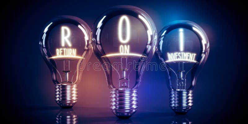 ROI, Return on Investment Concept - Shining Light Bulbs Stock ...