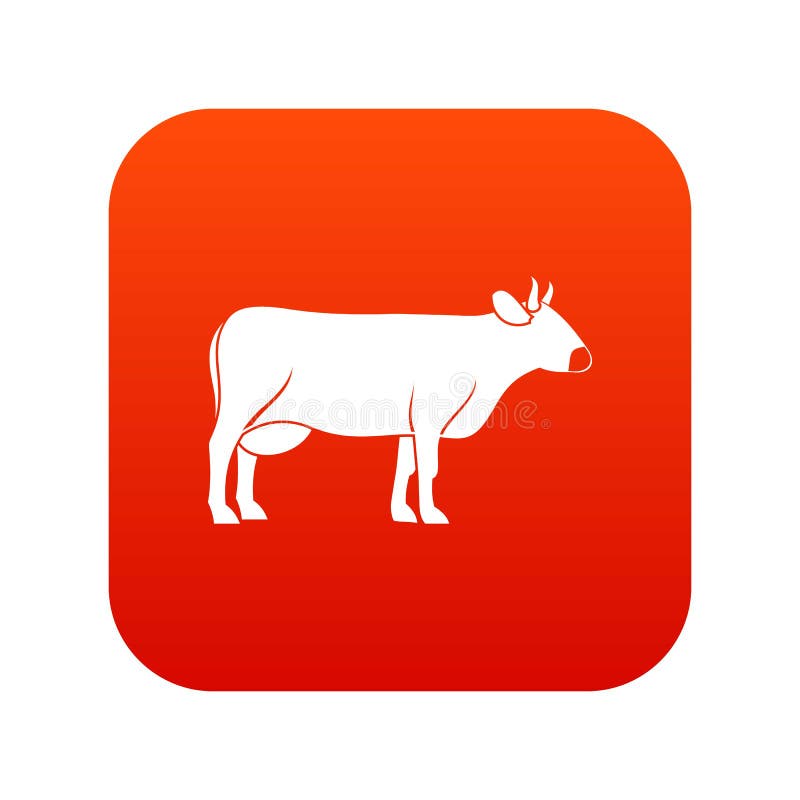 Rojo Digital Del Icono De La Vaca Ilustración del Vector - Ilustración ...