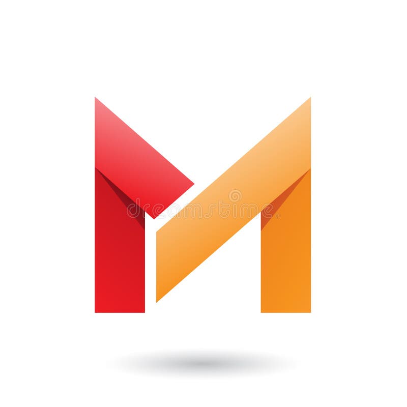 Rojo Y Letra De Papel Doblada Naranja M Vector Illustration Ilustración ...