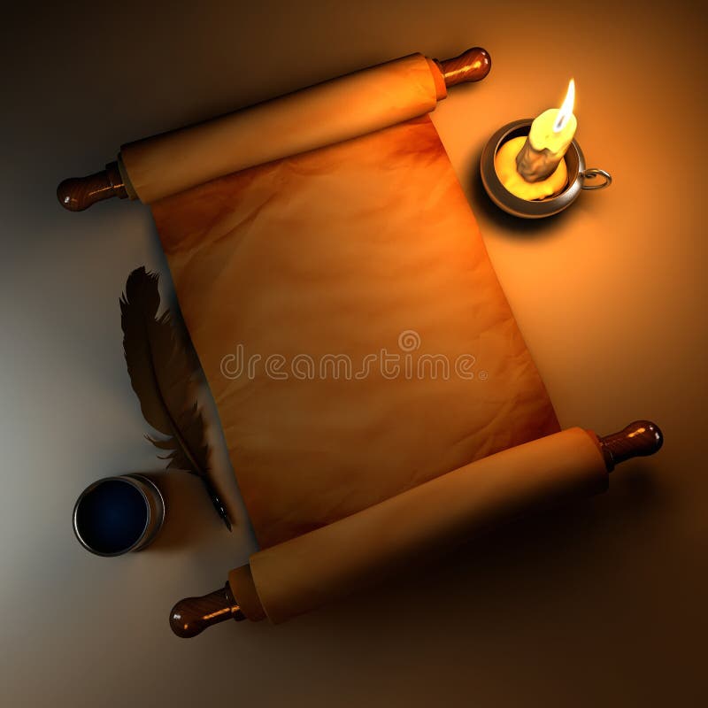 Rol van oud perkament stock illustratie. Illustration of patroon - 56089018