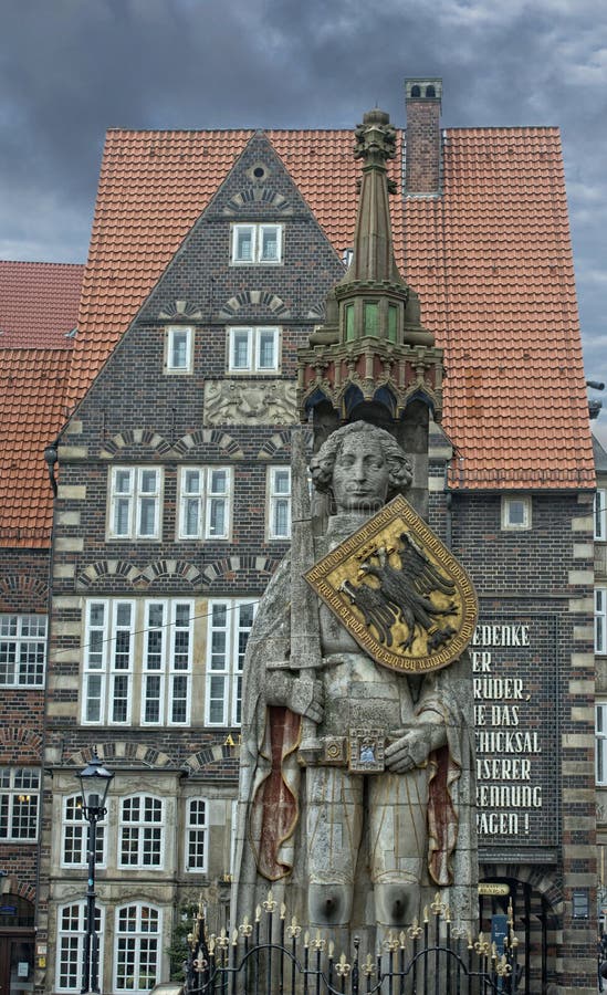 Roland bremen statue stock photo. Image of hero, germany - 48767680