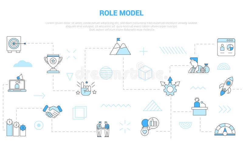 Role Model Concept with Icon Set Template Banner with Modern Blue Color ...